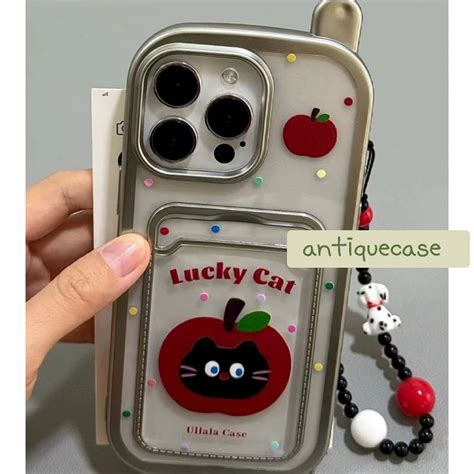 💓전화기케이스💓실버 애플캣 비즈키링 카드지갑 범퍼케이스 아이폰케이스 유니크 특이한 15프로맥스 14프로맥스 13프로맥스 12프로맥스 귀여운 키치 감성 레트로 에이블리