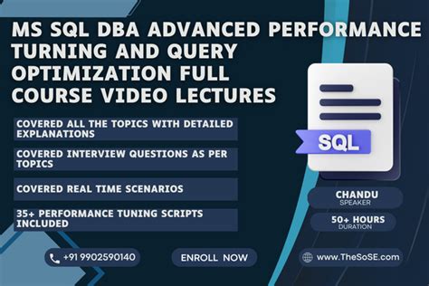 Ms Sql Dba Advanced Performance Tuning And Query Optimization Live Class