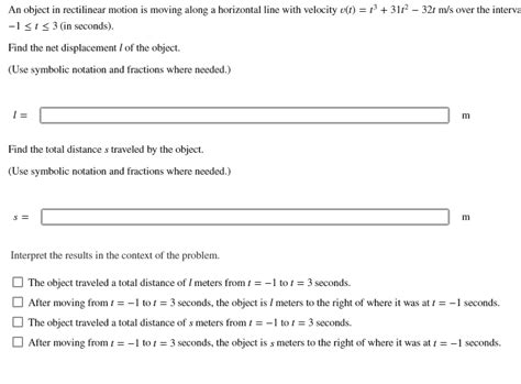 solved an object in rectilinear motion is moving along a