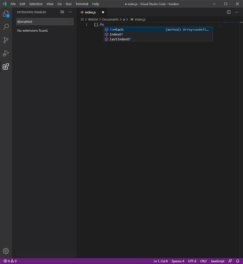 VSCode Javascript Intellisense Broken Works In Insiders Issue Microsoft