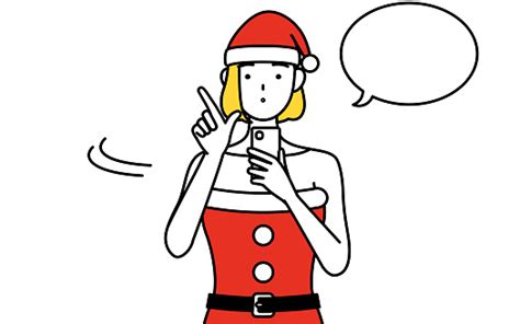 스마트폰을 조작하는 산타클로스 옷을 입은 여성의 간단한 선 그리기 그림 산타 클로스에 대한 스톡 벡터 아트 및 기타 이미지 산타 클로스 여자 12월 Istock