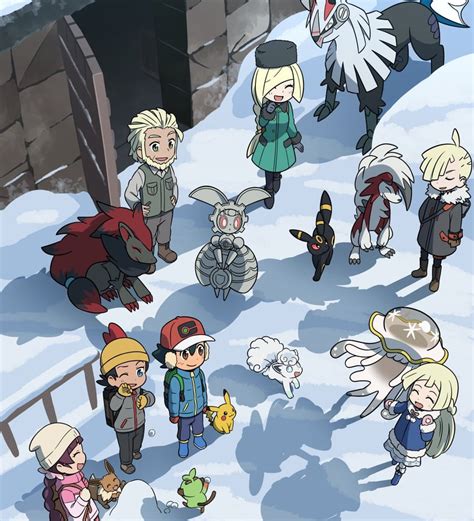 Pikachu Lillie Ash Ketchum Eevee Umbreon And More Pokemon And More Drawn By Shuan