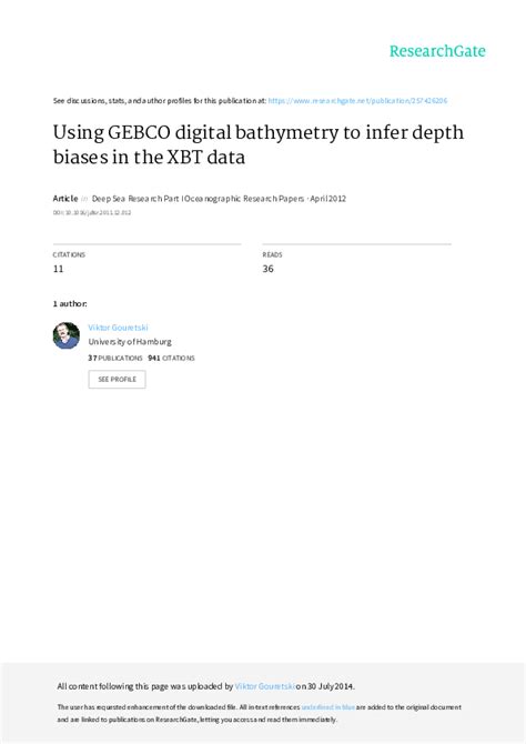 Pdf Using Gebco Digital Bathymetry To Infer Depth Biases In The Xbt