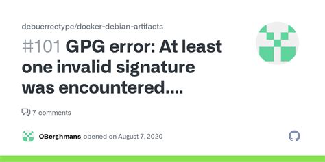 Gpg Error At Least One Invalid Signature Was Encountered Debianbullseye · Issue 101