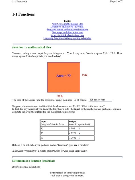 1 1 Functions Function A Mathematical Idea Pdf Domain Of A Function Function Mathematics