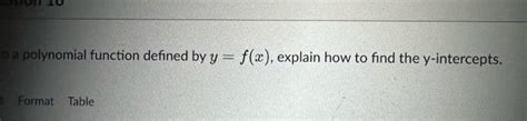 solved a polynomial function defined by y f x explain how