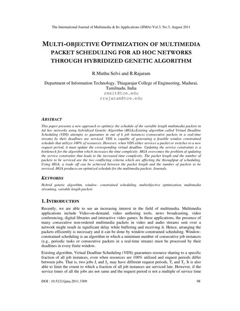 Pdf Multi Objective Optimization Of Multimedia Packet Scheduling For