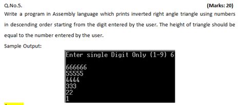 Solved Qno5 Marks20 Write A Program In Assembly
