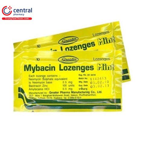 [CHÍNH HÃNG] Thuốc Mybacin Lozenges Mint giảm đau họng, viêm lợi