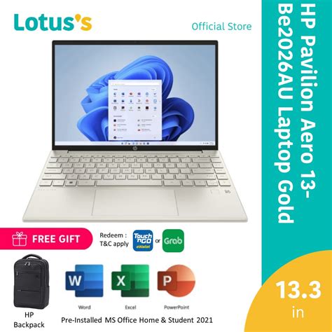 HP Pavilion Aero 13 Be2026AU 13 3 WUXGA Laptop Gold Ryzen 5 7535U 16GB 512GB SSD ATI W11