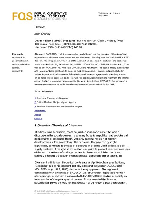 Pdf Review David Howarth 2000 Discourse