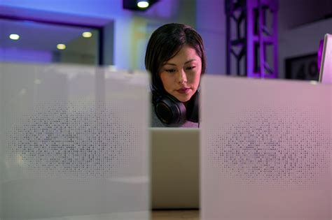 Female Programming Engineer Is Working Developing Codes For A New