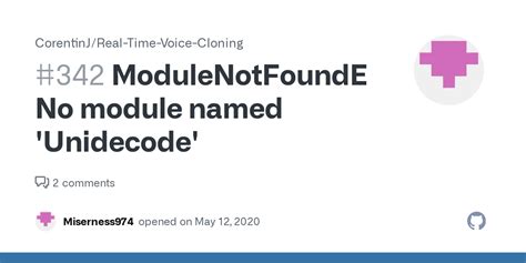 Modulenotfounderror No Module Named Unidecode · Issue 342 · Corentinjreal Time Voice