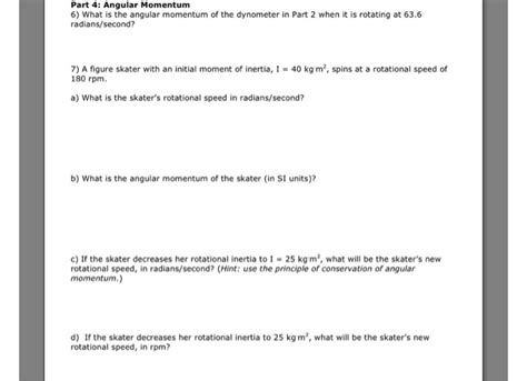 Solved Part Angular Momentum What Is The Angular Chegg