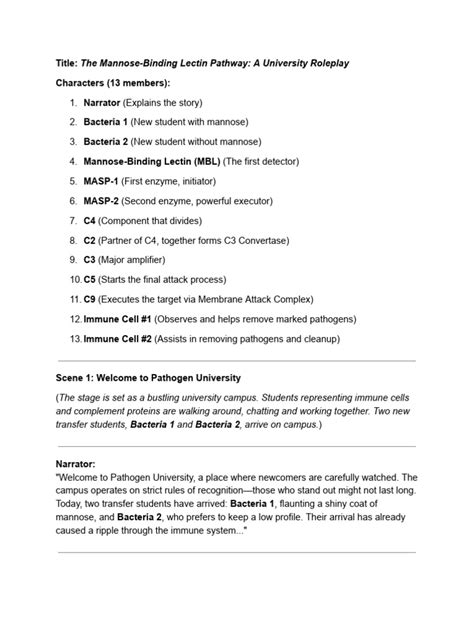 The Mannose Binding Lectin Pathway A University Roleplay Pdf Complement System Immune System
