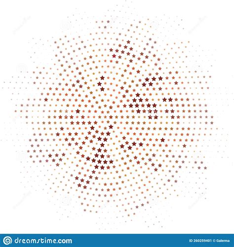 Halftone Monochrome Pattern With Orange Brown Yellow Stars Around The Circle Minimalism