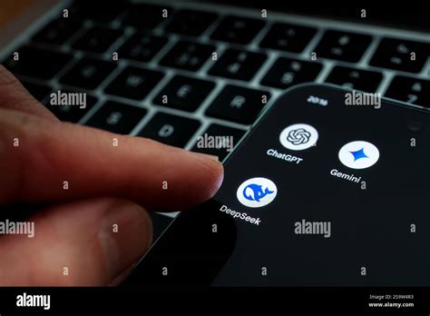 Deepseek Ai Gemini Chatgpt Ai Apps Seen On The Smartphone And Finger Is About To Launch It