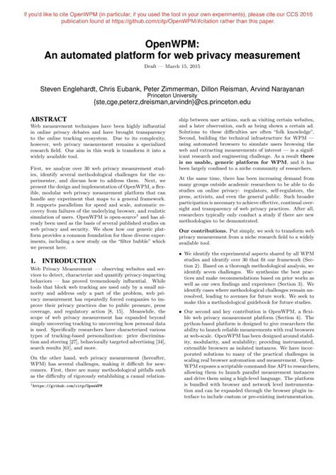 pdf openwpm an automated platform for web privacy measurement