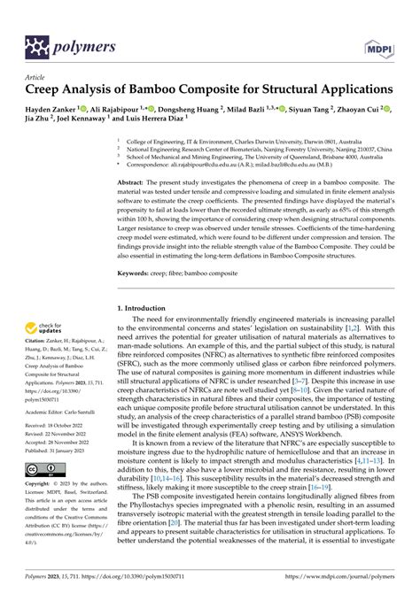 Pdf Creep Analysis Of Bamboo Composite For Structural Applications