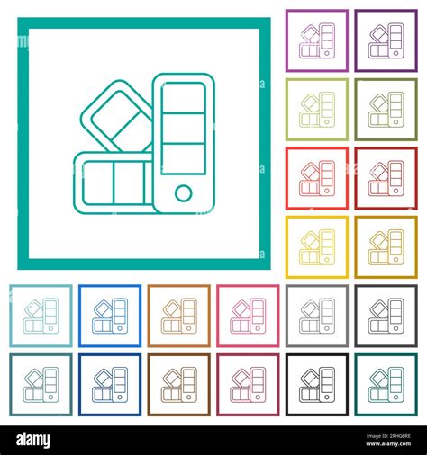Color Swatch Outline Flat Color Icons With Quadrant Frames On White Background Stock Vector