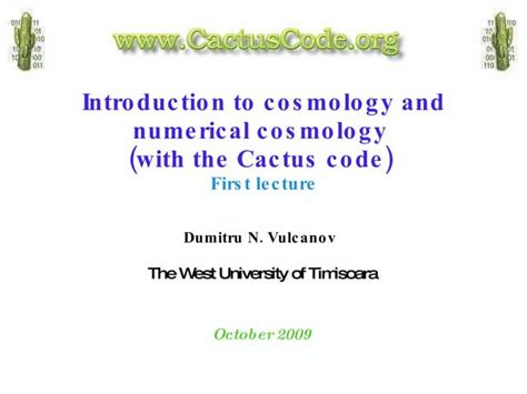 Introduction To Cosmology And Numerical Cosmology With The Cactus Code