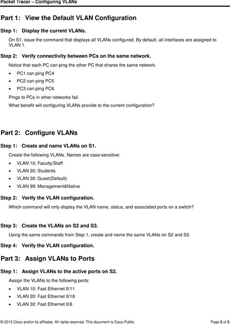 6 2 1 7 packet tracer configuring vlans instructions