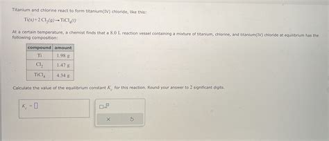 Solved Titanium And Chlorine React To Form Titanium Iv