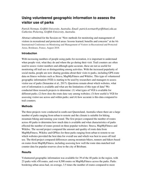 Pdf Using Volunteered Geographic Information To Assess The Visitor Use Of Parks