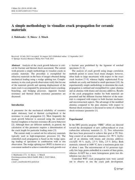 A Simple Methodology To Visualize Crack Propagation For Ceramic Materials Pdf Fracture