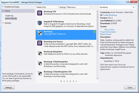 Mvc Beginners Tutorial With Bootstrap