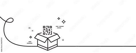 Qr Code Line Icon Continuous One Line With Curl Scan Barcode Sign