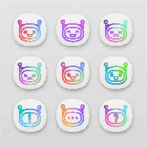 Robot Emojis App Icons Set Chat Robot Assistant Vector Chat Robot Assistant Png And Vector