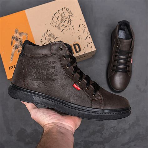 Купить Мужские зимние кроссовки Levis Brown Classic, мужские кожаные ...
