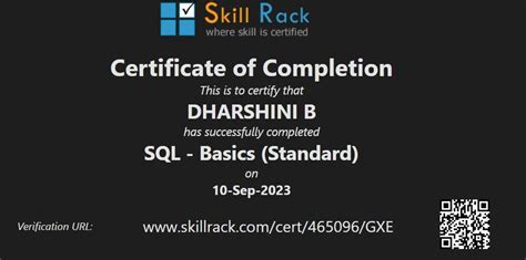 i have successfully completed sql basics on skill rack and i wish to