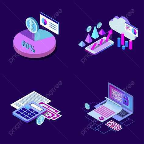 Isometric Cloud App Buttons For Mobile Business Analytics Vector Social Media Cloud Png And
