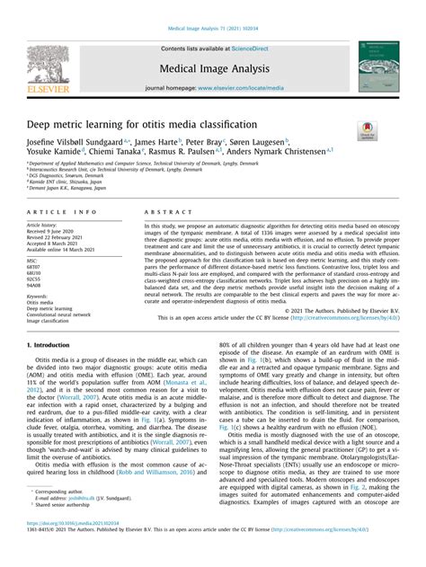 Pdf Deep Metric Learning For Otitis Media Classification
