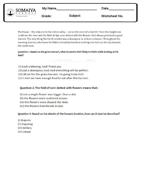 Extract Based Questions Pdf