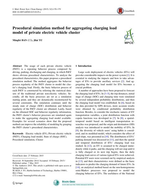 Pdf Procedural Simulation Method For Aggregating Charging Load Model Of Private Electric