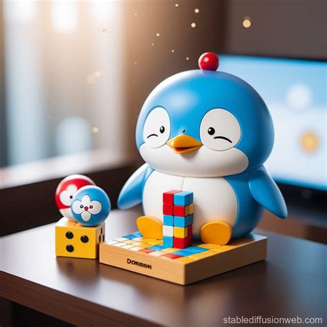 Sumikko Gurashi Penguin Playing Rubik S Cube With Doraemon Prompts