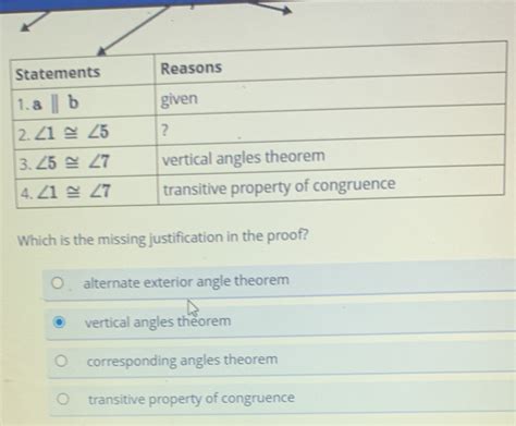 Which Is The Missing Justification In The Proof Alternate Exterior