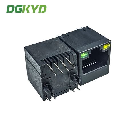 Krj 5224gywknl 180 Degree In Line Network Port Socket Empty Package Rj45 Connector With Light