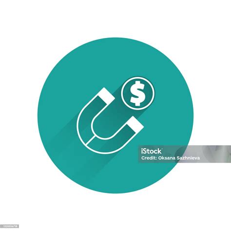 긴 그림자로 고립 된 돈 아이콘흰색 자석 투자 유치의 개념 대기업 이익 매력과 성공 녹색 원 버튼입니다 벡터 첫눈에 반함에 대한 스톡 벡터 아트 및 기타 이미지 Istock