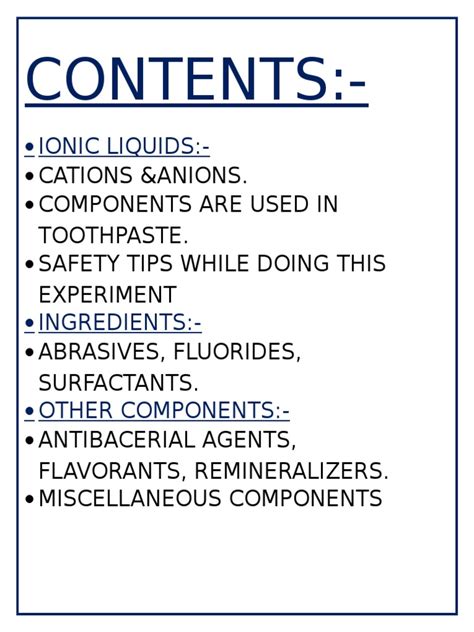 Toothpaste Components And Safety Guide Pdf Science And Mathematics