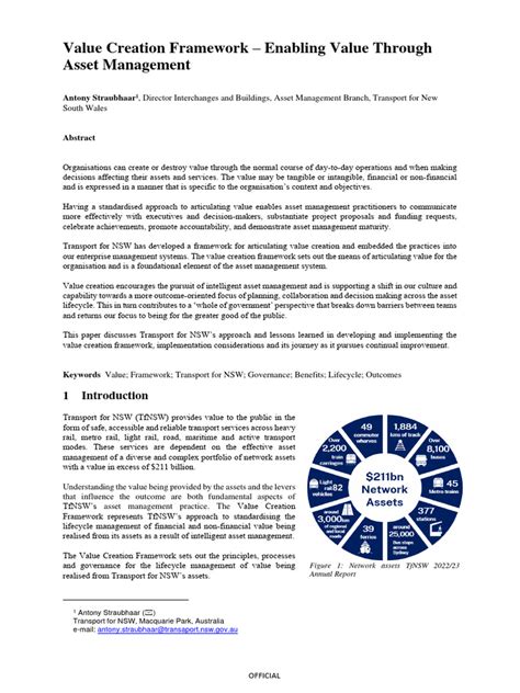 Value Creation Framework Nsw Pdf Asset Management Governance