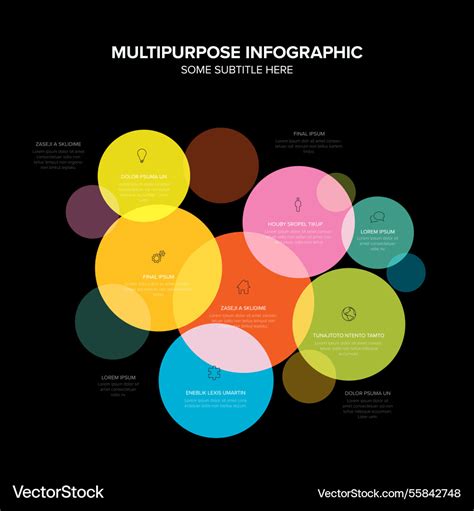 Colorful Overlapping Circle Infographic Schema Vector Image
