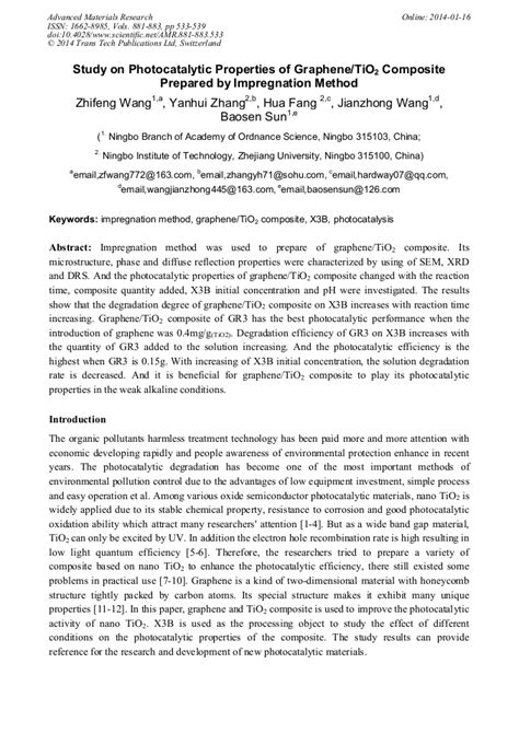 Study On Photocatalytic Properties Of Graphenetio2 Composite Prepared By Impregnation Method