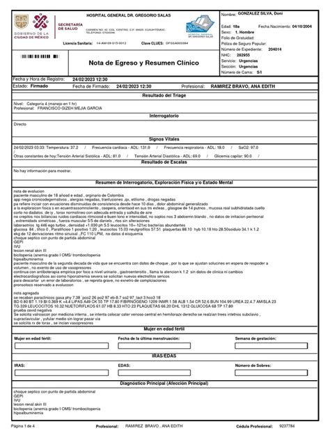 Ejemplo De Nota Medica Completa