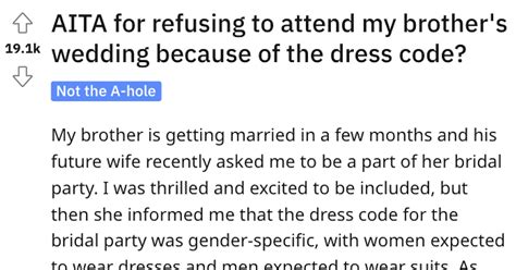 Groom Forces Non Binary Sibling To Wear A Dress To Be In His Wedding So They Decide To Skip It