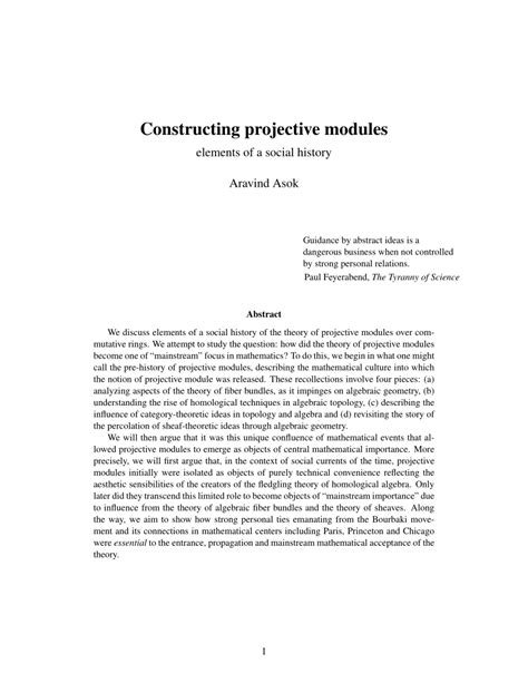 Pdf Constructing Projective Modules