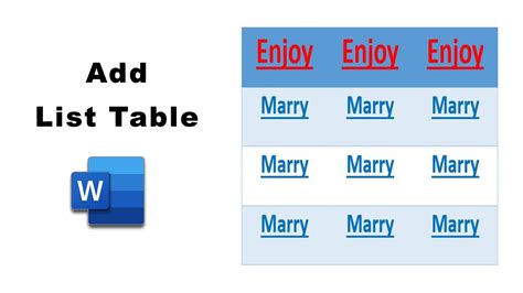 How To Insert A List Table In Word App YouTube